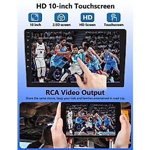 10 Inch Android Car Stereo Double Din with Wireless Carplay Android Auto, Touch Screen Car Radio Supports GPS Navigation, WiFi, Hi-Fi Sound, FM/RDS Radio, Split Screen+ Backup Camera