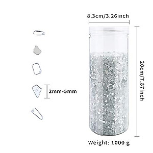 BILLIOTEAM 2.2lb/1000g Decoration Crushed Glass,Reflective White Glass Gravel Pebbles Stone Beads Chips for Platinum Reflective,Resin Art,Fish Tank Aquarium Garden