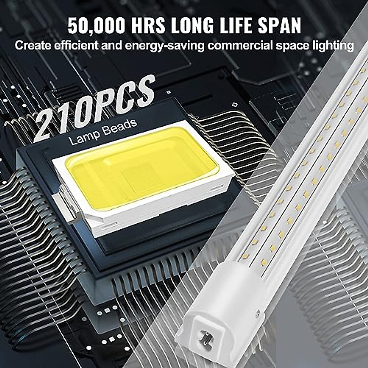 VEVOR 10 Pack LED Shop Light, 4 FT, 40W Linkable Shop Light Fixture, 5000 LM Ceiling Lights 59 in Power Cords with ON/Off Switch 48 in Connector Cables, for Garage Warehouse Home Workkshop and Office