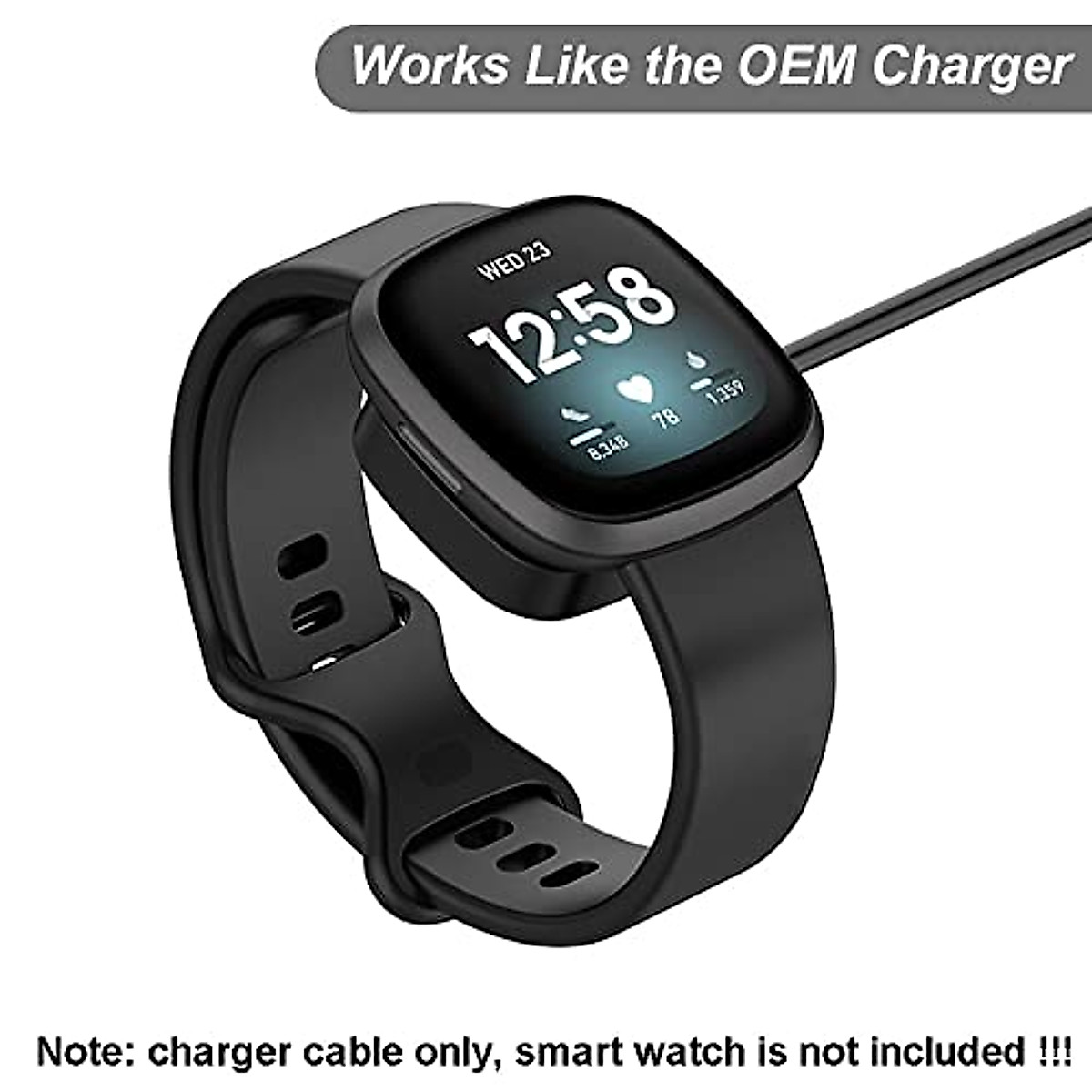 Emilydeals Charger for Fitbit Versa 3/Versa 4/Sense/Sense 2, Replacement Charging Cable Cord for Fitbit Sense/Sense 2/Versa 3/Versa 4 Smart Watch [1m/3.3ft]