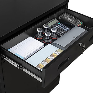 TaskStorz Metal Garage Storage Cabinets，Metal File Cabinet with 1 Locking Drawers, Lockable Storage Cabinets for Office, Home, Garage, Warehouse 36.2" H x 27.6" W x 15.7" D (Black)