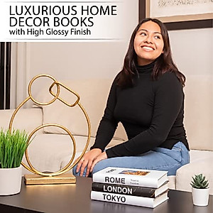 3 Piece Decorative Books for Home Decor, Modern Hardcover Book Stack, Decor Books for Coffee Table, Faux Books for Bookshelf, Perfect Home Gift, Travel Inspired E-Book (Rome/Tokyo/London)