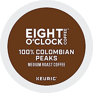 Eight O'Clock Coffee Colombian Peaks Single-Serve Keurig K-Cup Pods, Medium Roast Coffee Pods, 32 Count