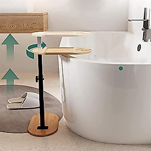 YEBDD Wooden Bathtub Tray Adjustable Table Side Shelf Drawing Living Dressing Room Bathroom