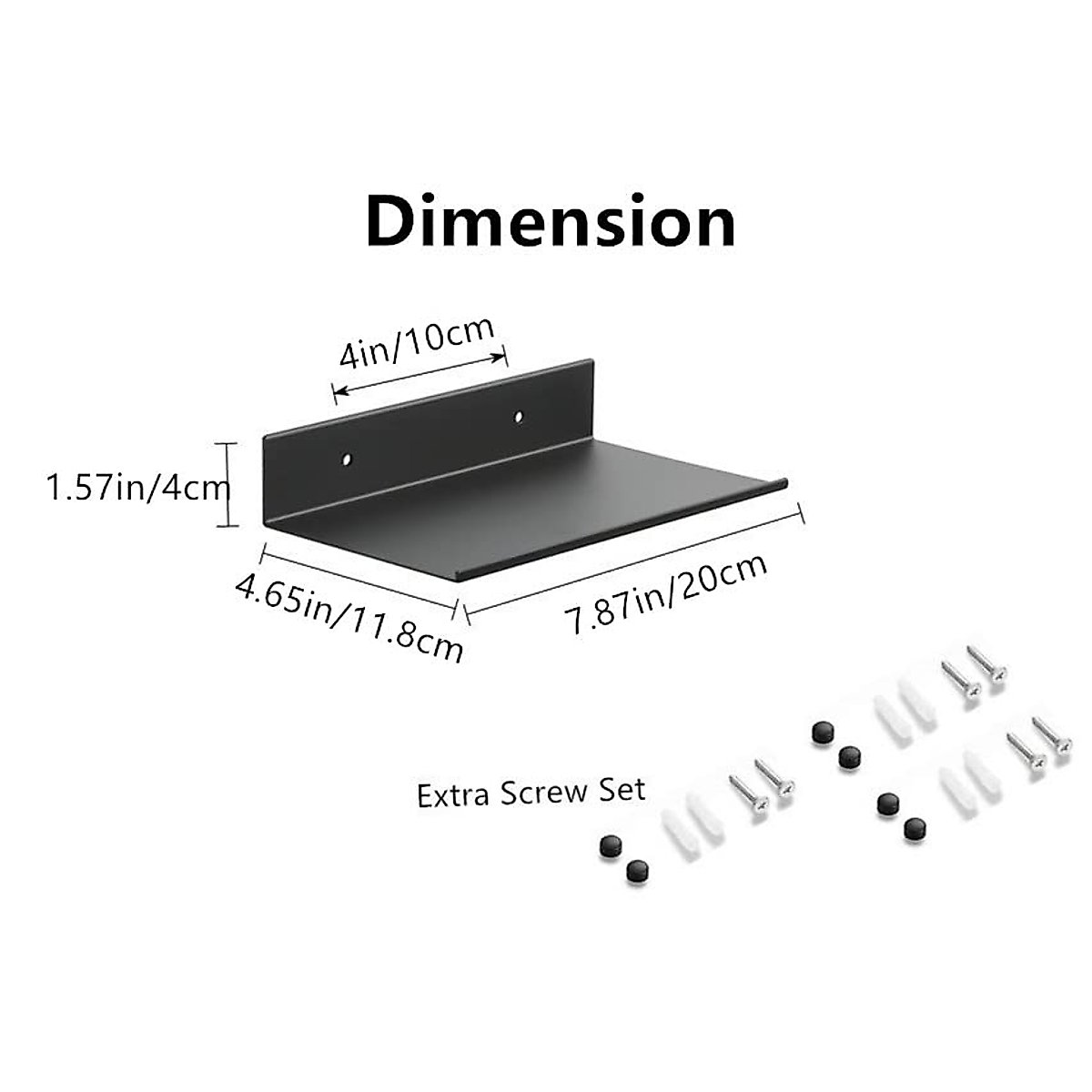 Z metnal Small Floating Shelves, Mini Display Metal Shelf for Collection, Decor Lack Wall Shelf, Utility Shelves,Aluminum, Wall Mounted, Matt Black, 8 inch, 2 Pack