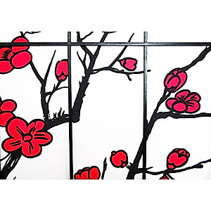 Legacy Decor 4-Panel Blossom Screen Room Divider, Black