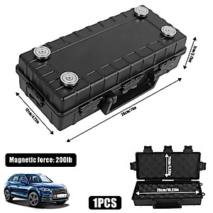 FALESOUL Upgraded Black Magnetic Key Box for Under Car, Magnetic Keychain, Magnetic Key Box, Key Holder Magnetic, Hide a Key Magnetic Holder, Waterproof Magnetic Key Hider Outdoor