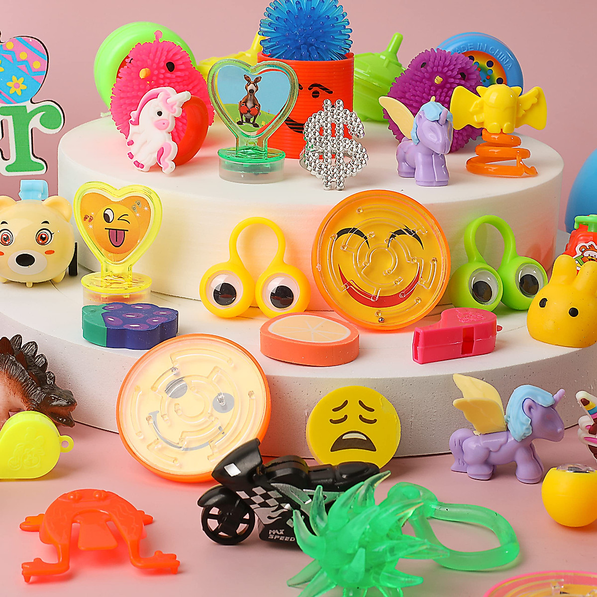 JOYIN 144 Pcs Prefilled Easter Eggs with Toys Plus Stickers Inside, Stuffed Toys for Easter Eggs Hunt, Basket Stuffers/Fillers, Party Favor, Classroom Prize Supplies