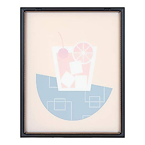 Kate and Laurel Blake Old Fashioned Cocktail Framed Printed Glass Wall Art by Amber Leaders Designs, 16x20 Dark Gold, Chic Mid-Century Wall Decor