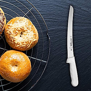 Sani-Safe S147-10SC-PCP 10" White Scalloped Bread Knife with Polypropylene Handle, Multicolor