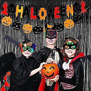 BRAVESHINE Party Decorations Foil Fringe Curtains - 2 Pack 3.2 x 8.2 ft Metallic Tinsel Photo Booth Streamer Backdrops for Boys Gilrs Men Women Birthday Wedding Christmas Graduation Decor - Black