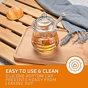 Bruntmor No Drip Honey Dispenser Jars - 9oz Syrup Bottles for Pancakes - Syrup Holder for Home Kitchen - Syrup and Honey Dispensing Container - Honeypot for Maple Syrup