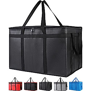 Bodaon Insulated Food Delivery Bag, XXXL Pizza Delivery Bags for Hot and cold Food,Commercial, Large Capacity Reusable Warming Bag, Black, 1-Pack