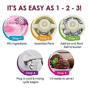 Elite Gourmet EIM-924L# 4 Quart Electric Motorized Ice Cream Maker Ice & Rock Salt, 4Qt. Freezing Canister, Creamy Ice Cream, Gelato, Frozen Yogurt, or Sorbet, Recipe Booklet, Pine