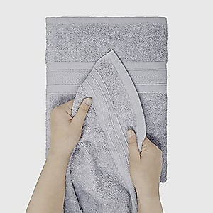 TRIDENT 6 Piece Bath Towels Set for Bathroom - 2 Bath Towel, 2 Hand Towel, 2 Washcloth 100% Cotton Soft and Plush Highly Absorbent, Soft Towel for Hotel & Spa - Silver Grey