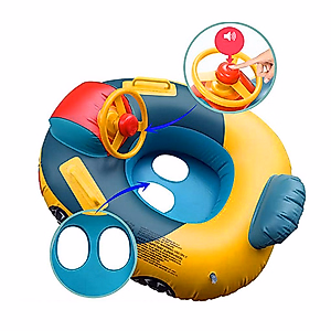 Cute Child Kids Inflatable Pool Float PVC Summer Swim Float Air Bed Lake Boat Swimming Floats with 2 Handles Surfing Raft Bodyboard Floating Mattress Seat Swim Ring for Girls Boys 1-5 Years