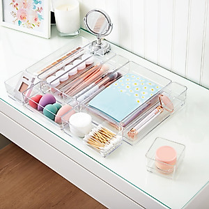 STORi SimpleSort 10-Piece Stackable Clear Drawer Organizer Set | Multi-size Trays | Makeup Vanity Storage Bins and Office Desk Drawer Dividers | Made in USA
