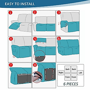 KTYX 4-Pieces/6-Pieces /8-Pieces Recliner Sofa Cover Sets Leather PU Reclining Couch Split Stretch Slipcover Inclined Sofa Covers1/2/3 Seater Sectional (Color : Ivory, Size : 6 Piece | Loveseat)