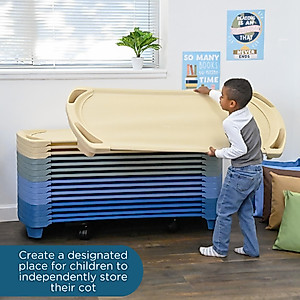 Angeles SpaceLine Nap Cots, Kids Daycare and Preschool Sleeping Cot, Standard Size, Set of 4, Sand