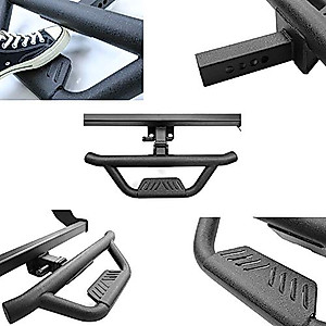 ONINE Texture Black Universal Hitch Step with Hitch Lock and Stabilizer Fit 2” Receiver Trailer Truck Towing Hitch Step Bar Rear Bumper Guard