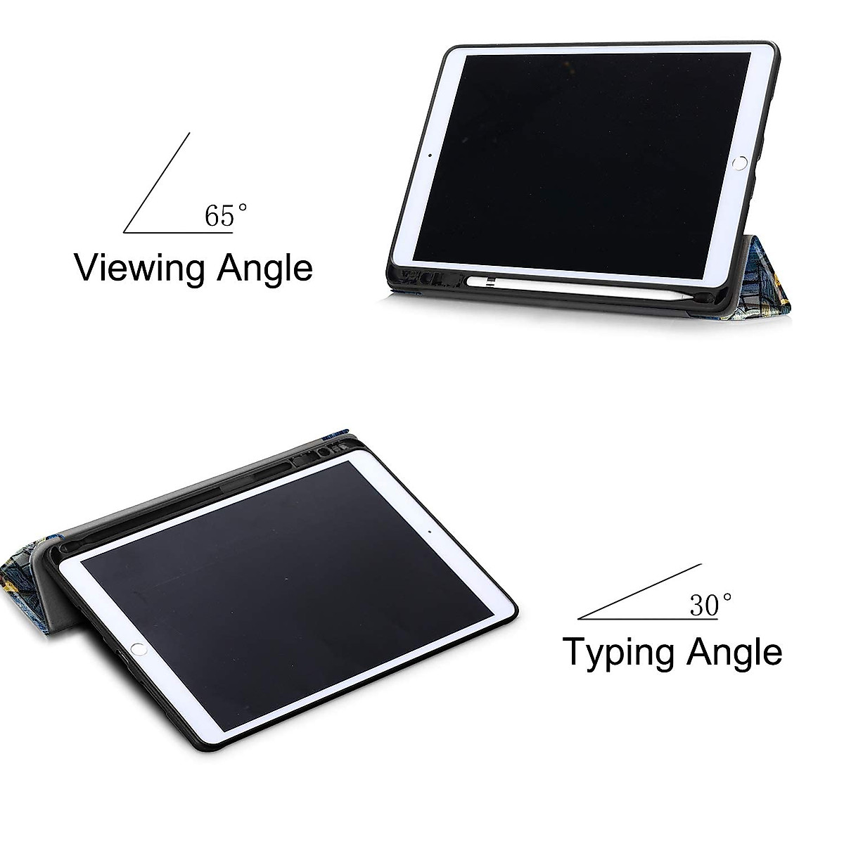 UUcovers for Apple iPad 10.2" (9th/8th/7th Generation) Case 2021/2020/2019, Smart Cover with Pencil Holder [Auto Wake/Sleep] PU Leather Stand Folio Tri-fold Shockproof Shell, Van Gogh Starry Night