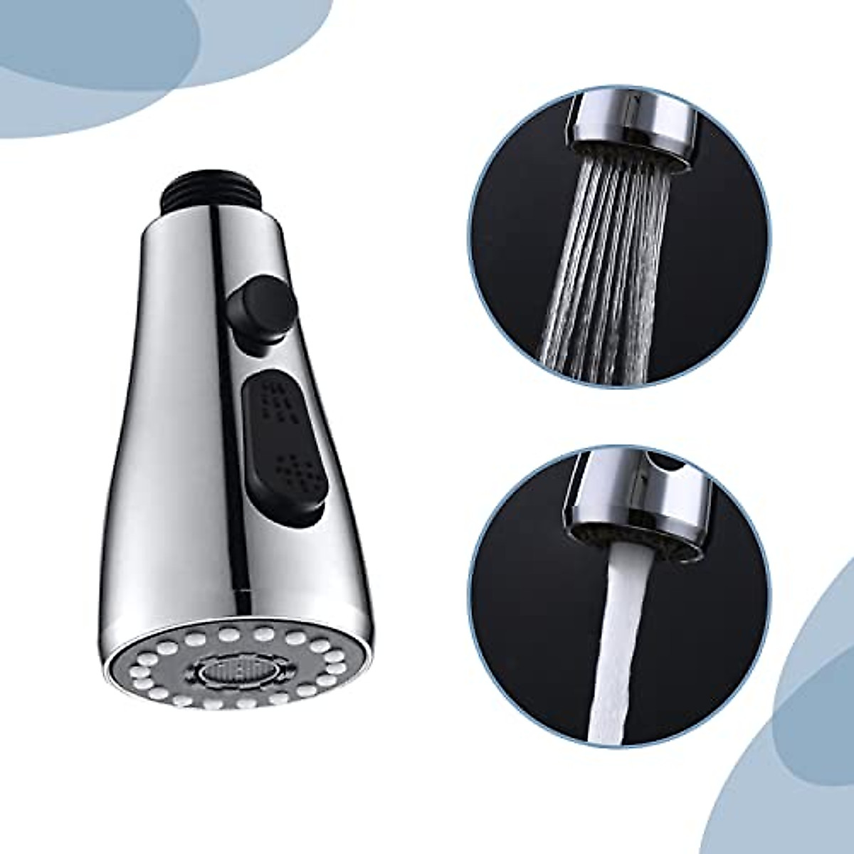 BANGPU Pull Out Faucet Sprayer Head Replacement 3 Function Kitchen Bathroom Sink Facuets Spray Nozzle Part Pull Down Spray Head for Kitchen Sink Faucets, Chrome Polished