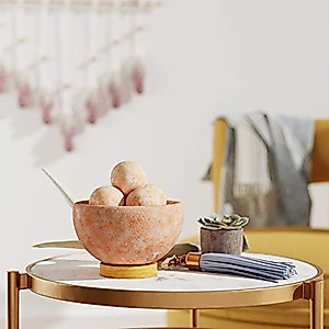 Amazon Basics Natural Himalayan Salt Lamp Bowl with Massage Balls, Wood Base with Dimmer Switch - Crystal Pink