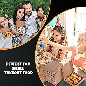 Roshtia 100 Pack Kraft Mini Pizza Boxes Party Small Pizza Boxes 5.25 x 5.25 Square Pizza Party Favors Boxes Take out Containers Gift Packing Boxes for Pizza, Cake, Cookies, Food