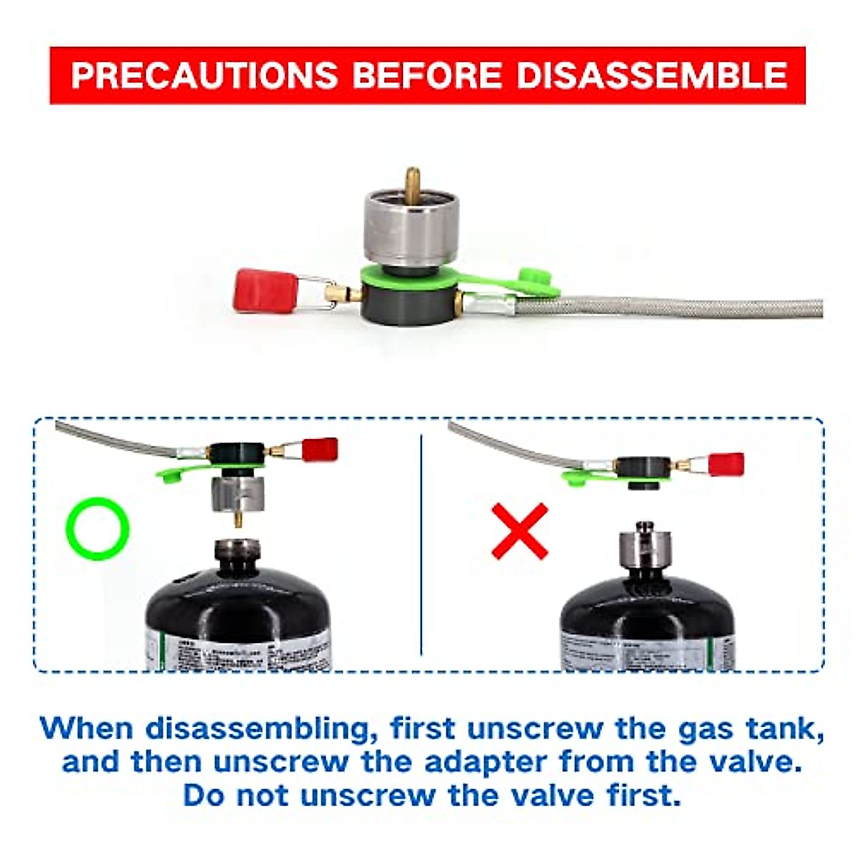 BRS-17GX Propane Gas Canister Adapter 1Lb Propane Small Tank Input and EN417 Lindal Valve Output Propane Canister Converter Multi-Function Adapter for Outdoor Hiking Picnic Kitchen with Gas Tank Bracket