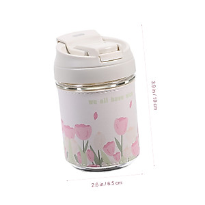 Parliky Tulip Glass Travel Coffe Mug Glass Water Bottle Smoothie Cups Mug with Water Bottle for Girls Portable Drink Cup Water Cup for Girls Travel Drink Cup Sundae Cup Pp