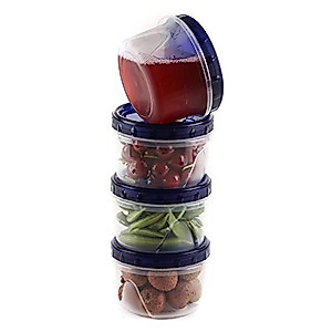 [5 PACK] 16 oz Twist Top Storage Deli Containers - Airtight Reusable Plastic Food Storage Canisters with Twist & Seal Lids, Leak-Proof - Meal Prep, Lunch, Togo, Stackable, BPA-Free Snack Containers