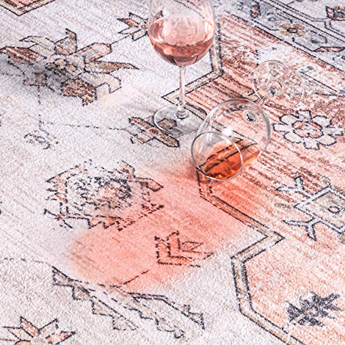 nuLOOM Paisley Machine Washable Faded Floral Border Medallion Accent Rug, 3' x 5', Beige