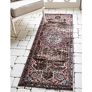 Rugs.com Eden Collection Rug – 6 Ft Runner Chocolate Brown Medium Rug Perfect for Hallways, Entryways