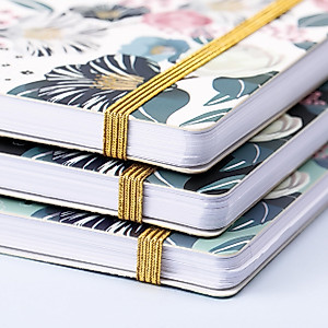 Spiral Notebook - 3 Pack A5 Lined Notebook, Spiral Journal for Women, 5.7" x 8.4", 160 Pages, College Ruled Writing Notebook with Back Pocket, 100gsm Paper, Elastic Closure for Office & School