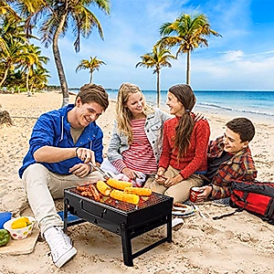 JINDAO-URG Barbecue Grill, Folding Portable Charcoal Barbecue Table, Barbecue Brush, Camping Grill Stove, Camp Stove, Garden Outdoor Cooking Fun, Barbecue Tools Set 3-5 People URG