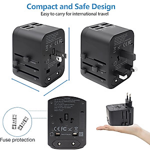 LOVE BEIDI Travel Essentials, International Travel Adapter for European US UK AUS JP, Universal Travel Adapter Plug Adapter Wall Charger with 4 USB Charging Ports for Men Women