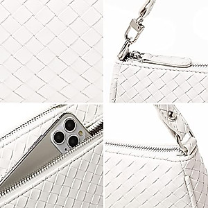 HROECHY Woven Shoulder Bags for Women Small White Purse Knoted Handbag Crocodile Pattern Clutch 90s Purses