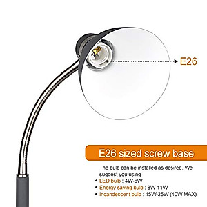 LEPOWER Metal Desk Lamp, Adjustable Goose Neck Table Lamp, Eye-Caring Study Lamps for Bedroom and Office (Sand Black)