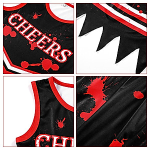 Liitrsh Cheerleader Costume Girls Cheerleading Halloween Cosplay Scary Outfit Bloody Dress Accessories for Party (Fearleader,7-8 Years)