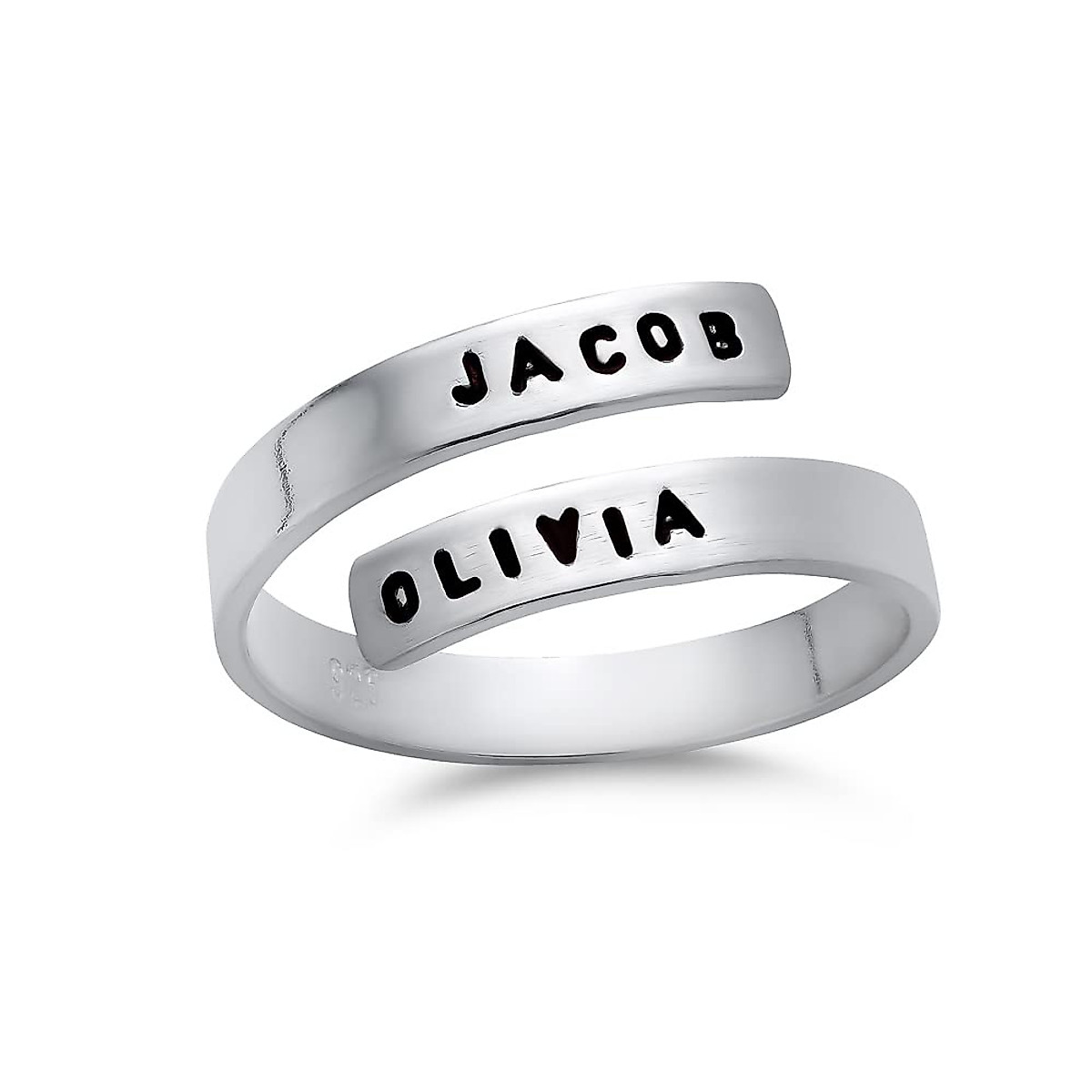 By Hannah Design Twist Stacking Solid Sterling Silver and Gold Personalized Ring (sterling-silver)