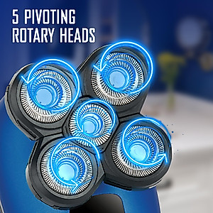 Barbasol Signature Series Rechargeable Wet and Dry Rotary Head Shaver with Stainless Steel Blades, Cleansing/Buffing Brush and LCD Screen