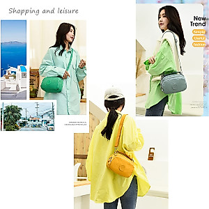OPXTO-BoBo Lightweight Small Solid Color Crossbody shoulder bag, Nylon Multi-Pocket Cell Phone Purses Wallet for Women (Cute green)