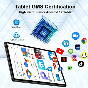 HISORL Android Tablet, 10 inch Android 12 Tablet, 3GB RAM 64GB ROM 512GB Expand, 8000mAh Battery, WiFi, Bluetooth, Dual Camera, HD Touch Screen, GMS Certified(Silver)