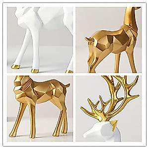 Luganiso Reindeer Elk Holiday Figurines Decoration, Christmas Standing and Sitting Deer Statues Home Cabinet Desktop Ornament (Gold) (Lugstaufjd11)