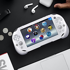 Gorliskl Hand Grip Handle Joypad Protective Case with L2 R2 Trigger Button Grip Shell Controller Protective Case for Sony PlayStation PS Vita 2000 PSV 2000 PS Vita Slim.（White）