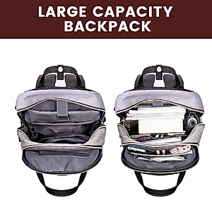 LOVEVOOK Backpack for Women,Laptop Backpack Women,Fits 15.6 Inch Laptop Bag,School Backpacks,Fashion Travel Work Anti-theft Bag,Waterproof Business Computer College Backpack Purse,Grey-Black-Balck