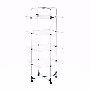 Lavish Home Clothes Drying Rack – 4-Tiered Laundry Station with Collapsible Shelves and Wheels for Folding, Sorting and Air Drying Garments