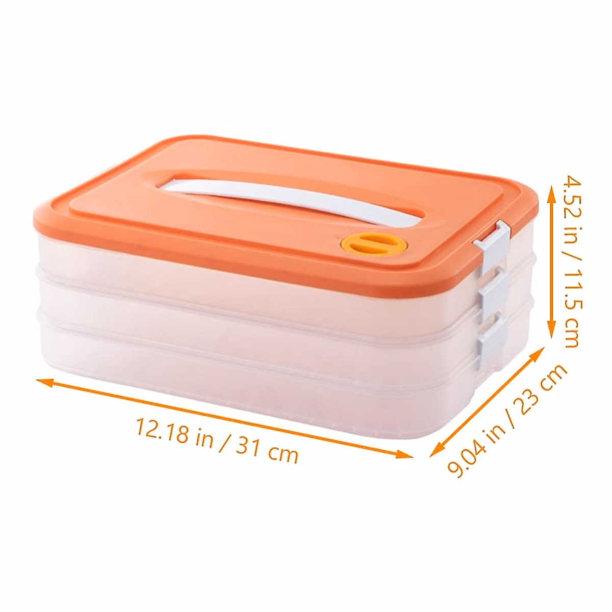 DOITOOL Dumpling Freezer Case Refrigerator Food Storage Container Box: 3- Layer Flat Fridge Organizer case with lids Plastic Stackable Food Keeper Tray for Dumpling wonton Food Preservation Tray