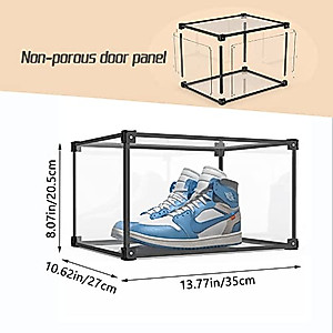 Side Opening Transparent Shoe Box, Plastic Stackable Display Box, Acrylic High Transparent Display Case, Aluminum Support Frame,For Shoe Collection and Storage. (2)