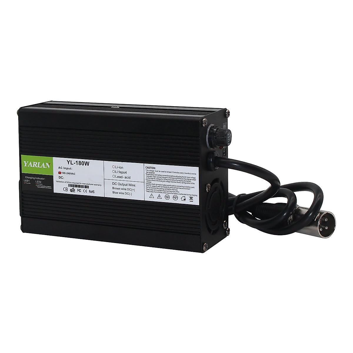 24V Battery Charger Automatic Smart Charger 5A trickle Charger and I/O Switch 3 pin XLR Connector Suitable for Charging AGM Gel Lead-Acid Batteries fo